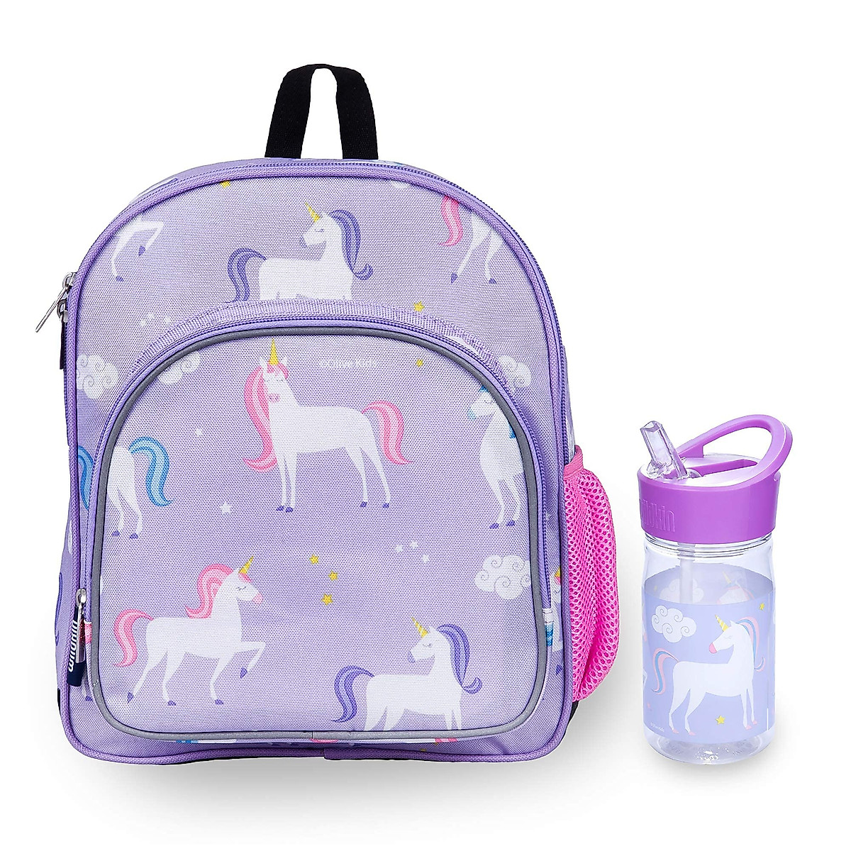 Wildkin 12 Inch Kids Backpack Bundle with Water Bottle (Unicorn)