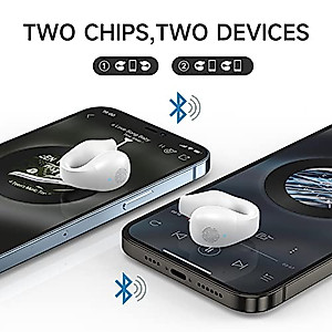 Fvkzv Open Ear Headphones,Wireless Bluetooth Earbuds,Sport Earbuds,Bluetooth 5.2 Clip-on Earphones,32 Hours Playtime with Case, Workout Headphones (Pure White, LED Display)