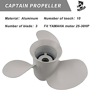 Boatman 9 7/8x8,9 7/8x9,9 7/8x10 1/2,9 7/8x11 1/4,9 7/8x12,9 7/8x13,9 7/8x14 Boat Propeller fit Yamaha Outboard Engines 25-30 Hp,10 Spline (25-30HP, 9 7/8x11 1/4)