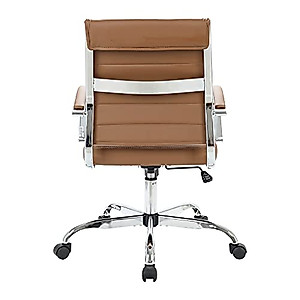 LeisureMod Benmar Modern Mid-Back Adjustable Swivel Leather Office Chair (Brown)