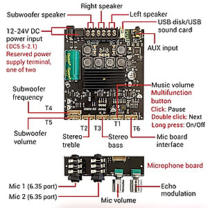 Bluetooth-compatible 5.1 Power Amplifier Board AUX Speaker 2.1CH Stereo- Home Music Wireless Modules Home Theater System Bluetooth-compatible Surround Sound Speaker Wireless