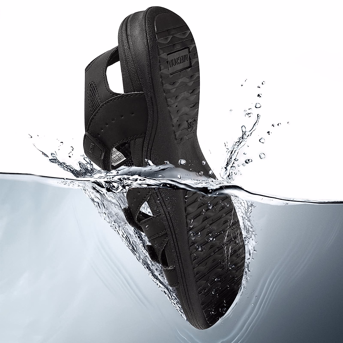 MEGNYA Women's Hiking Cushioned Sandals, Non Slip Walking Sandals for Adventure Black Size 8