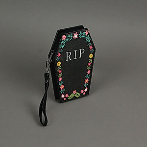 Day of the Dead Sugar Skull Coffin Shaped Wallet With Removable Wrist Strap