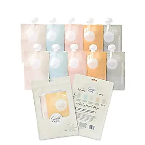 Sweetie Sips Reusable Food Pouches 10-Pack 6oz Baby Food Storage Refillable Toddler Squeeze Pouch for Kids Washable Freezer Safe Homemade Purees Smoothies