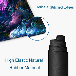 SANWUMIAN Gaming Mouse Pad, Large Non-Slip Rubber Base Mousepad, Keyboard Mouse Mat, Desk Pad with Stitched Edges, 31.5x11.8inch, Dazzling Galaxy