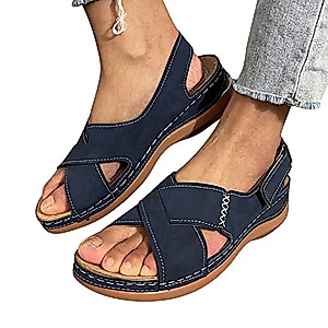 JMMSlmax Women's Platform Wedge Comfort Slide Sandals-Shock Absorbtion Breathable Arch Support Indoors Or Outdoors Slip On