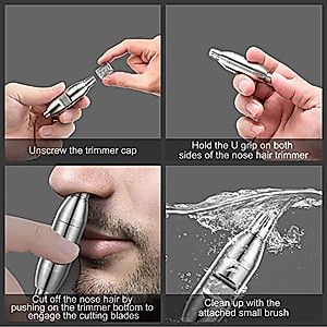 Tutuosto Manual Nose Hair Trimmer Ear Hair & Nose Hair Removal for Men Stainless Steel, Battery-free, Painless, Waterproof, Easy to Clean, and Carry Nose Hair Remover Men's Day Gifts