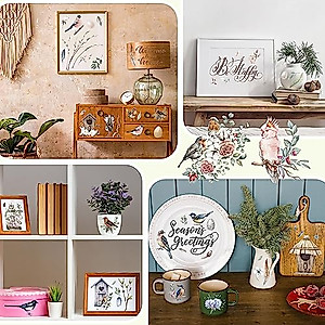 12 Sheets Rub on Transfers for Crafts and Furniture Rub on Transfers Stickers Classic Bird Floral Lavender Butterfly Decals for Home Office Paper Wood DIY Craft, 5.5 x 5.7 Inch (Bird)