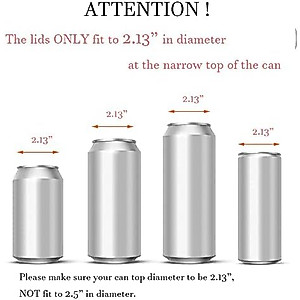 Soda Can Lids Fizz Keeper - Beverage Can Covers for Carbonation - Beer Can Fizz Saver (2 Pack, Black/White)