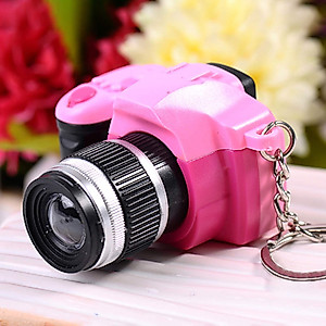 Cute Mini DSLR Camera Lighting Voice Pendant Keychain Key Ring Gift Decor,Car Keychain Accessories for Women Men - Black