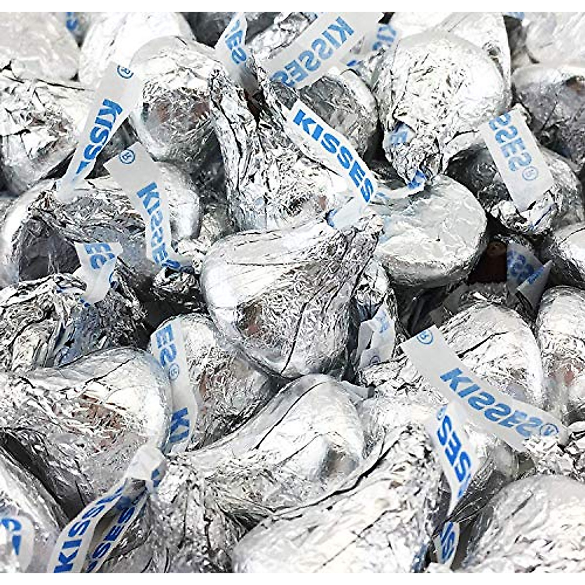 Hershey Kisses Milk Chocolate Silver Foil Wrap Candy, Approx. 98+ Pieces (in Tundras Sealed Bag)
