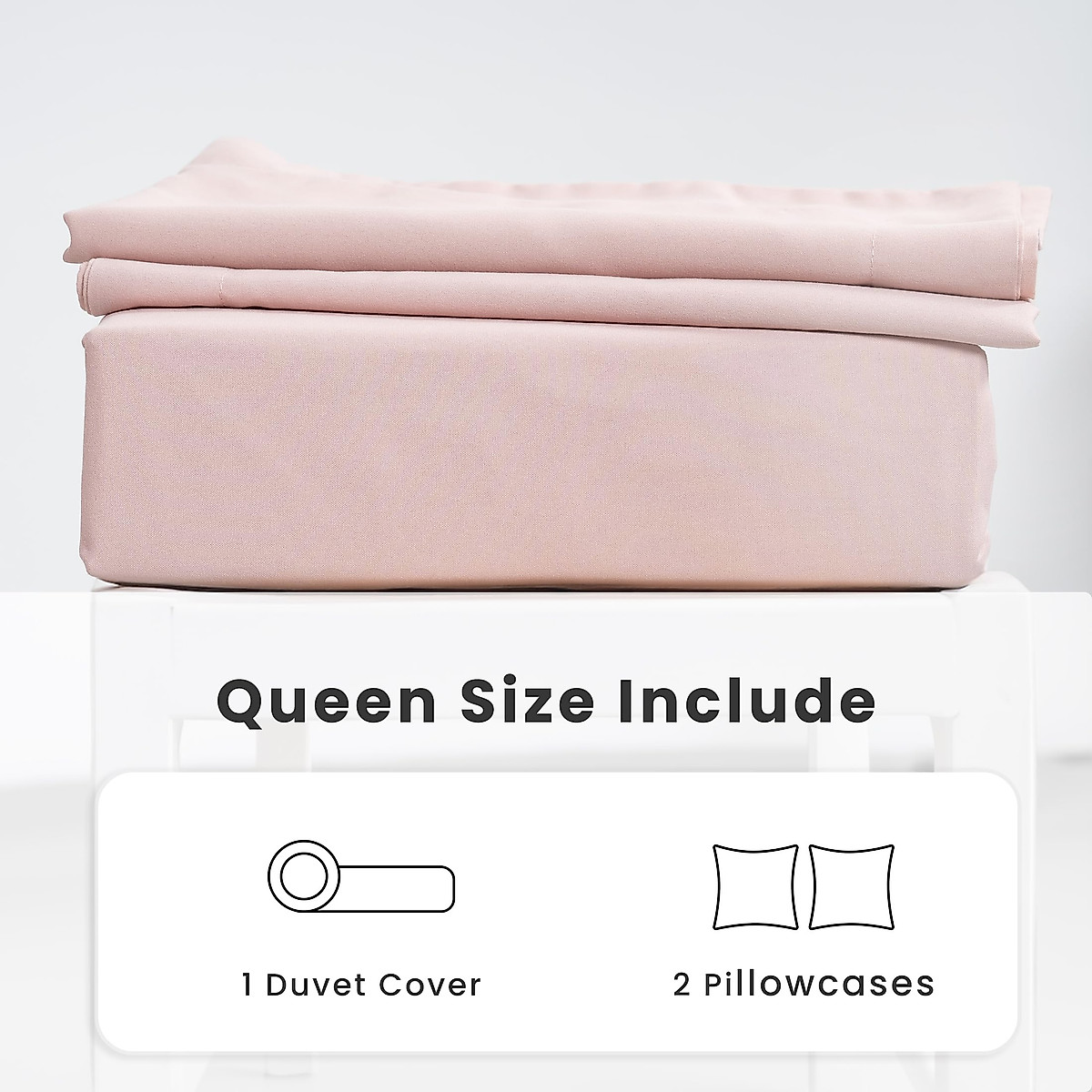 Mohap 1 Duvet Cover with 2 Pillow Shams Full Size for All Seasons - 3 Piece Home Bedding Comforter Cover with Zipper Closure - Ultra Soft Double Brushed Microfiber, 80 X 90 Inches - Pink