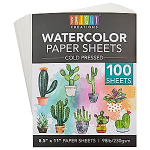 100 Sheets Cold Press Watercolor Paper for Artists and Beginners (8.5 x 11 in)