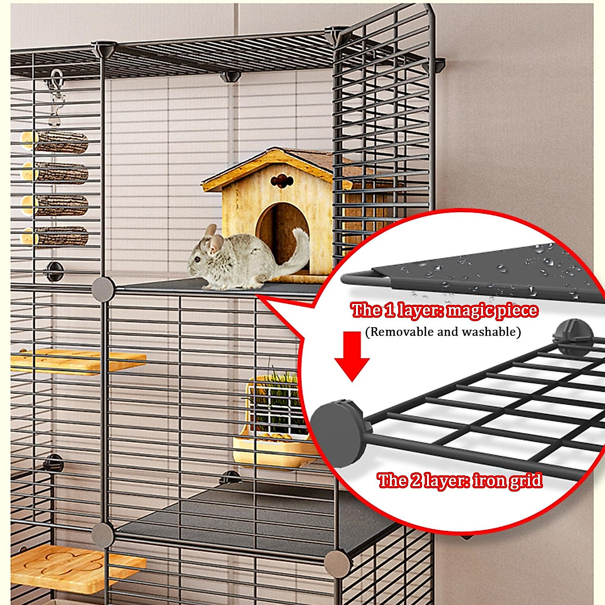 Rat Cage, Guinea Pig Cages, Chinchilla Cage Pet Cages Small Animal Playpen for Indoor Outdoor Use, Expandable Small Animal Playpen Indoor Rabbit Hedgehog Chinchilla Cage Diy Metal Grids ( Size : 5pcs-