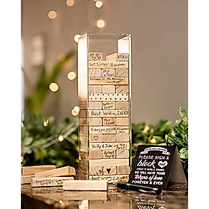 Wedding Guest Book, Alternative Wooden Guestbook with Acrylic Box, Unique Signs for Weddings, Baby Shower, Birthday, and Bridal Shower, Signature Rustic Wood Blocks by Brefkiss Co