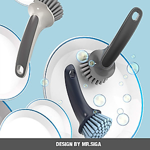 MR.SIGA Pot and Pan Cleaning Brush, Dish Brush for Kitchen, Pack of 2