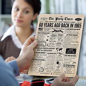 BGTCARDS 60th Birthday Card, 60th Birthday Gifts for Women Men, 60th Birthday Decorations for Him Her, Back in 1965 Birthday Card