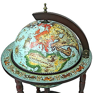 Design Toscano Sixteenth Century Cielo Replica Globe Bar Liquor Cabinet, 18 Inches Wide, 18 Inches Deep, 36 Inches High, Blue Finish
