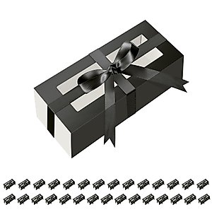 HAPPY POTATO 30 Pack Macaron Boxes for 4 or 5, 4×1.9×1.9 Inches, Macaron Packaging Boxes, Black Macaron Boxes with Clear Window, Macaron Container Packaging Boxes with Ribbon