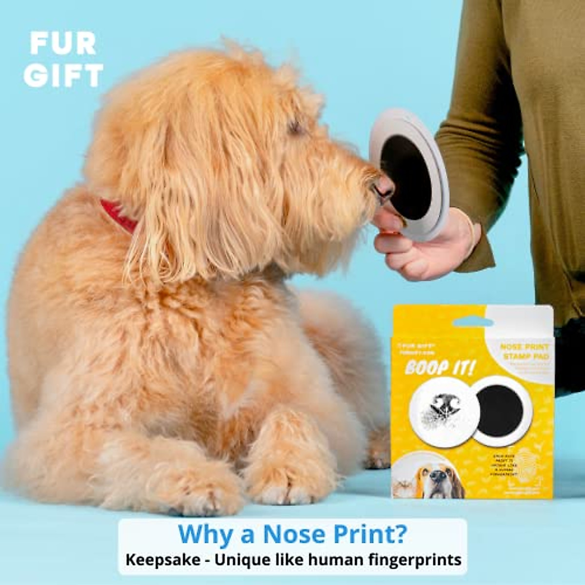 FUR GIFT Nose Print Stamp Pad, 100% Pet Safe, Pet Paw Print Kit, No-Mess Ink Pads, Imprint Cards, Pet Memorial Keepsake, Dogs, Cats, Small Pets, Pet Owner, Pet Memory Project, Nose Prints, All Breeds