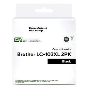 HiTouch Business Services Remanufactured Black High Yield Ink Cartridge Replacement for Brother LC103BK, 2/Pack