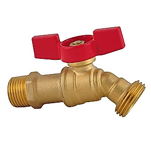 LD Longda Male Hose Bibb 1/2" MIP × 3/4" MHT with 1/4-Turn Water Hose Shut Off Valve, Hreaded Garden Hose Outlet Ideal for Gardens, patios, Boiler Drain (1-Pack)