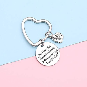7RVZM Inspired Keychain encouragement Keychain encouragement Jewelry daughter Daily Reminder Gift Inspirational Gift Inspirational Jewelry Motivational Jewelry Mulan Lover Gift Flower Keychain