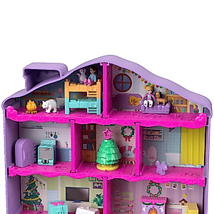 Polly Pocket Advent Calendar, Winter House Design, 25 Surprises Including 2 Micro Dolls, 3 Animal Figures, Furniture & Accessories