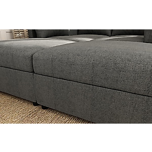 PDNOSC Modern Large Sectional Sofa, U-Shape Modular Sectional Sleeper Sofa with Storage,123" Sofa Bed with Ottoman,6 Seat Sectionals Chaise for Living Room,Chenille (Gray)
