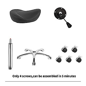 MWOSEN Saddle Stool Rolling Swivel Height Adjustable with Wheels. Ergonomic Saddle Chair Salon, Spa, Tattoo, Pedicure, Massage -Esthetician Chair(Black)