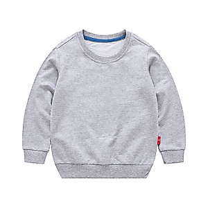Kids Baby Boy Girl Crewneck Long Sleeve Pullover Tops Blouse Toddler Solid Cotton Sweatshirt T-Shirt for 1-8 Years (2 Pack(Orange+Gray),6 Years)