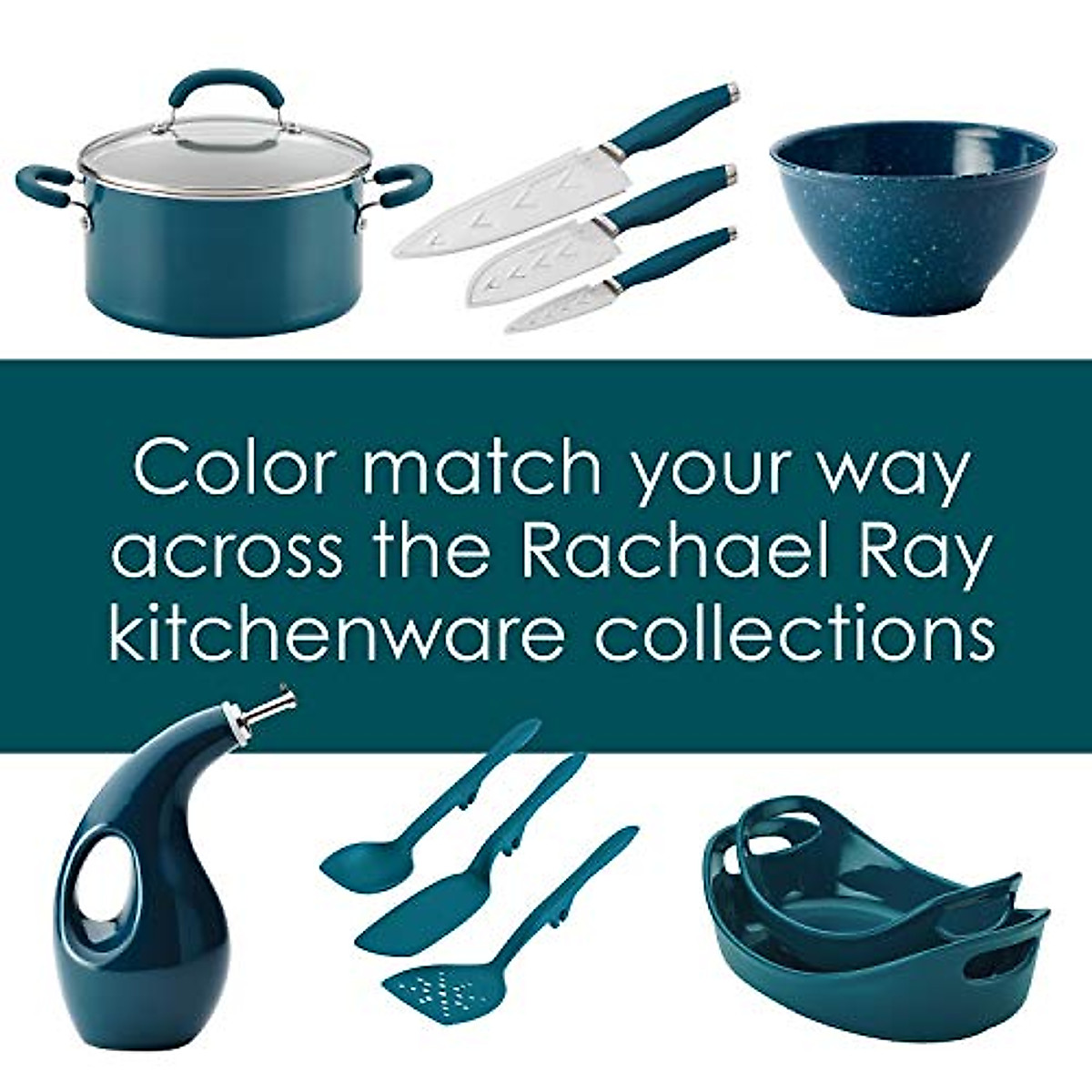 Rachael Ray Tools & Gadgets 2-Piece Nylon Turner Set, Marine Blue, 10" & 12" Spatula Set