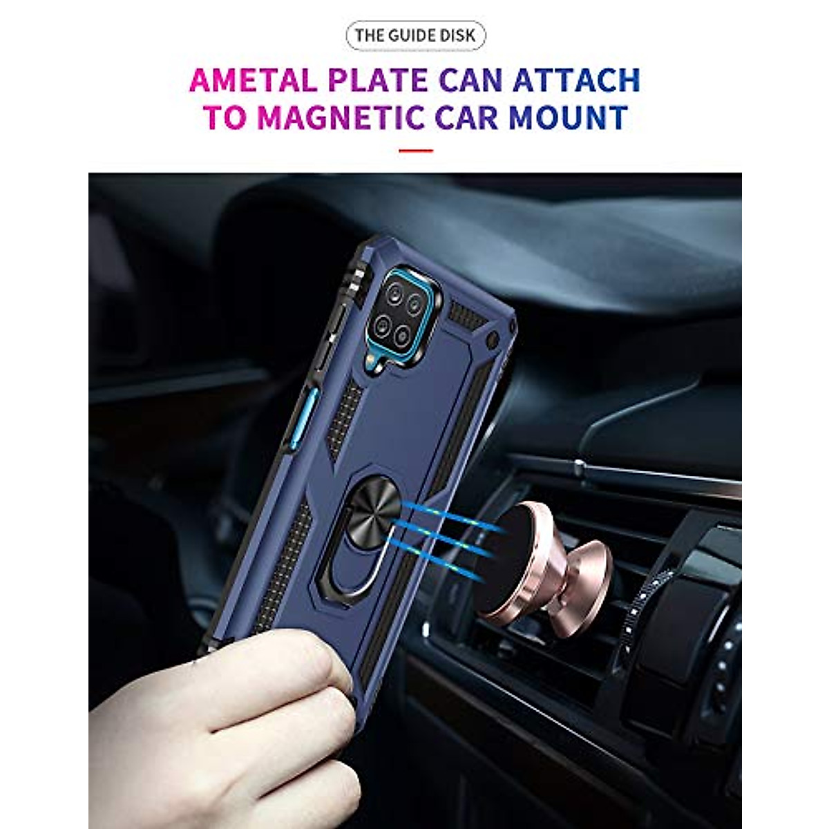 Galaxy A12 Case,Samsung A12 Case,with Screen Protector,[Military Grade] 16ft. Drop Tested Cover with Magnetic Kickstand Car Mount Protective Case for Samsung Galaxy A12, Blue