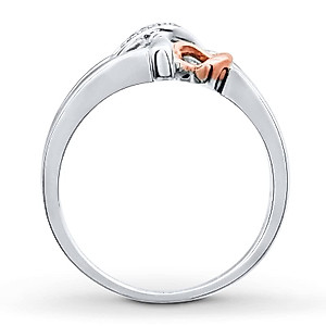 CTIEIP Engravable Sterling Silver 1/10cttw Real Diamonds Ring for Women ,Rosegold Heart and Infinity Diamond Rings for Women(G-H Color, I2-I3 Clarity)