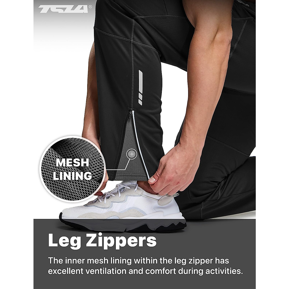 TSLA Men's Thermal Windproof Cycling Pants, Fleece Lined Outdoor Bike Pants, Winter Cold Weather Running Pants, Cycling Pants Black & Grey, Medium