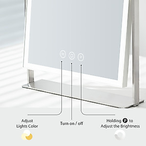 NEZZOE Makeup Mirror with Lights, 14 inch Vanity Mirror with 104 LED Lights, Plug in Table Mirror, Rectangular Desk Mirror with Metal Stand Base