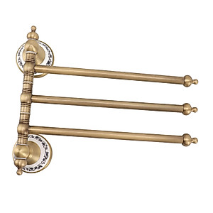 Luqeeg Antique Brass Swivel Towel Holder, European Towel Holder with Wall Mounted Kit, Rotated Towel Rack for Kitchen, Bathroom, Home and Commercial Use, Space Saving