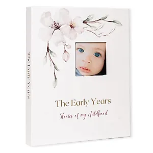 Modern Neutral Keepsake Baby Memory Book for Baby Girl or Boy - Journal Scrapbook Photo Album, Milestones Stickers, Clean Touch Ink Pad, Baby Keepsake Envelope - Everlasting Baby Memories up to Age 5