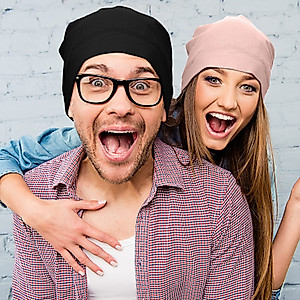 12 Pcs Satin Sleep Cap Silk Bonnet Beanie Hat Bulk Night Hair Cap Cover for Sleeping Women Curly Hair (Fresh Colors)