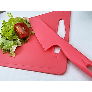 jawbush 11" Professional Salad & Bread Knife, Plastic Lettuce Knife for Veggies, Fruit, Cake, Salad, Serrated Chef Knife for Cooking and Cutting - Safe Nylon Knife for Nonstick Pans, Pink