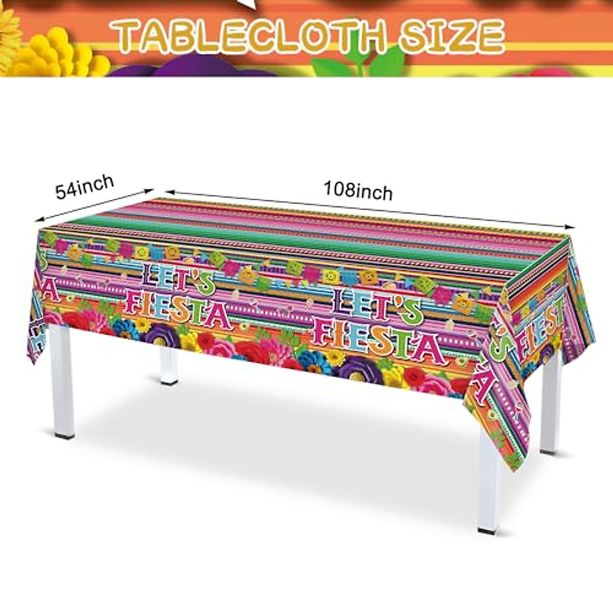 172 Pcs Mexican Themed Fiesta Party Supplies Set Serves 24, Include Fiesta Tablecloth, Let's Fiesta Banner, Mexican Plates and Napkins Tableware Set for Cinco De Mayo Mexican Taco Fiesta Party Decor