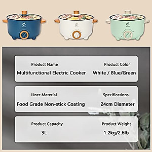 Drizzle Electric Skillet Hot Pot Cooker - Multifunction Frying Pan 110V Non-Stick Grill 3L Stir-fried Stewed Cookware Steak Noodle Ramen Shabu Shabu Pot - Home Office Party Kitchen Dorm Cooking