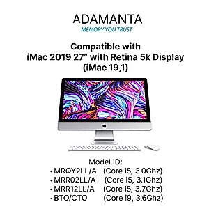 Factory Original 16GB (2x8GB) Memory Upgrade for 2020 & 2019 Apple iMac 27" w/Retina 5K Display & 2018 Apple Mac Mini DDR4 2666Mhz PC4-21300 SODIMM 1Rx8 CL19 1.2v RAM Adamanta