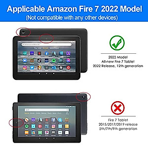 All-New Fire 7 Tablet case(2022 Release),Fire 7 Tablet case for Kids, Riaour Light Weight Shockproof Kid-Proof Protective Cover with Handle Built-in Foldable Kickstand for Amazon fire 7 Tablet,Rose