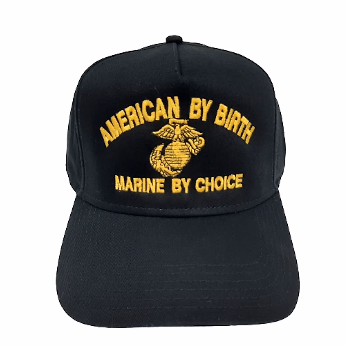 American by Birth Marine by Choice Mens Baseball Cap Hat Black Embroidered Patch Veteran