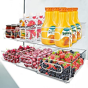 UCHIHA Set of 9 Refrigerator Organizer Bins - Clear Stackable Fridge Organizer Plastic Storage Bins for Freezer, Kitchen, Countertops, Cabinets - Pantry Organization and Storage Bins, ‎Transparent
