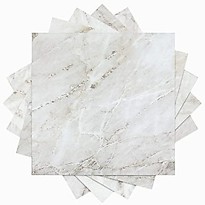 WESTICK Marble Peel and Stick Floor Tile Stickers 20 PCS Adhesive Floor Tiles Peel and Stick Waterproof Bathroom Vinyl Peel and Stick Tiles for Floor Removable Vinyl Flooring for Kitchen Grey 12x12 IN