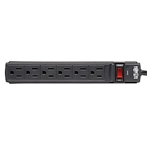 Tripp Lite 6 Outlet Surge Protector Power Strip, 6ft Cord, Black, $10,000 INSURANCE (TLP6B)