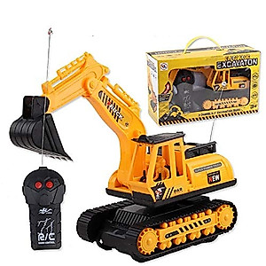 VOLL Remote Control Excavator Toy Truck RC Construction Vehicles for Boys Girls Kids RC Tractor with Working Sounds RC Tractor Construction Vehicles Toy