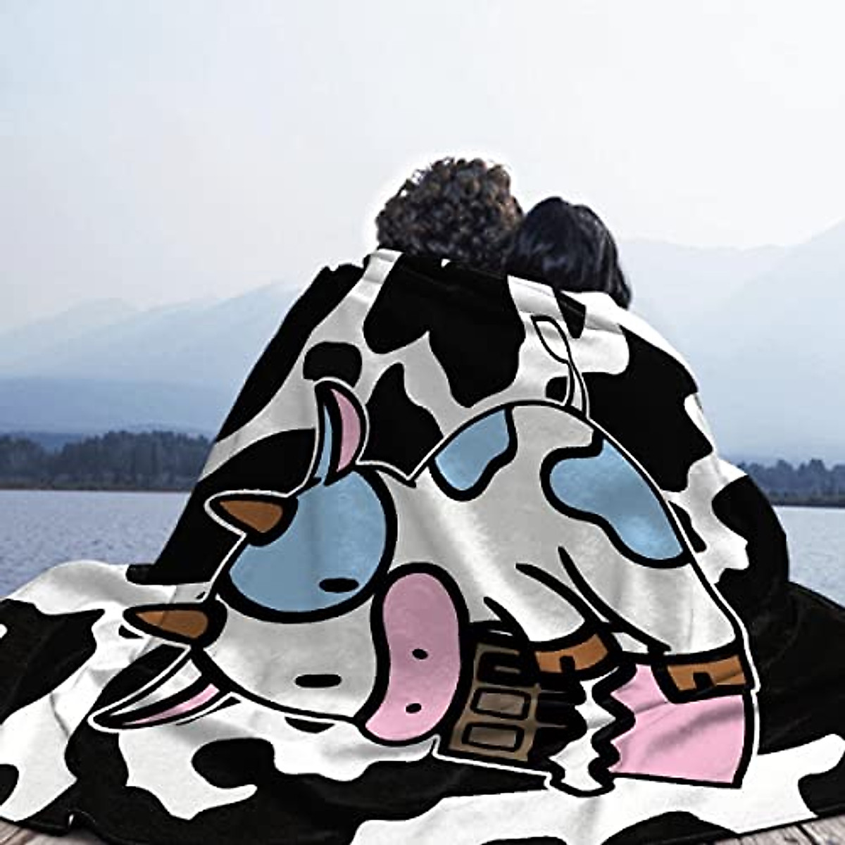 AUSMART Cute Cow Print Throw Blanket Flannel Microfiber Luxury Warm Soft Cozy Blanket for Couch, Car, Bed Sofa Dorm Water Beds Gift X-Small 40x30In ( Toddler ) Pet